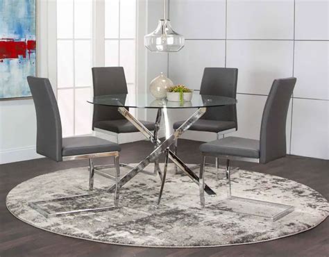 Bravo Round Dining Room Set W Sarah Charcoal Chairs Cramco Furniture