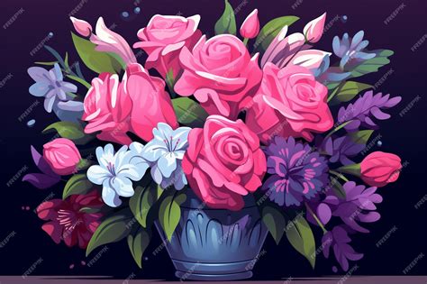 Premium Vector Flower Arrangement Vector In Specific Style Premium Vector Flower Arrangement Vector In Specific Style