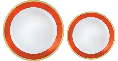 Amscan Round Hot Stamped Plastic Bordered Plates Orange Peel Pack Of