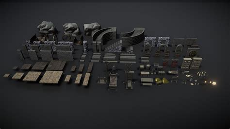 125 piece dungeon modular kitbash set buy royalty free 3d model by 3d