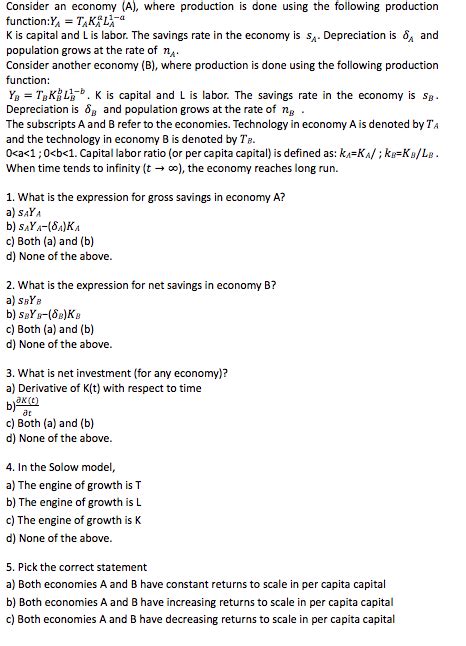 Consider An Economy A Where Production Is Done