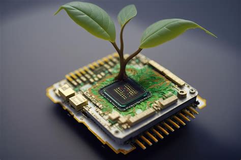 Premium Ai Image Mall Plant Sprout Growing From Electronic