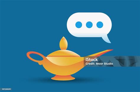 Magic Aladdins Lamp And Message Balloon Vector Illustration Stock