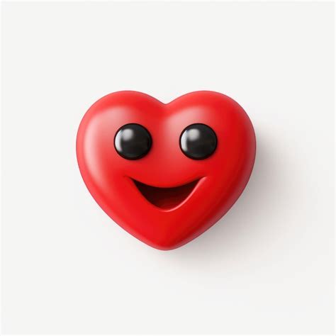 Cartoon Style Red Heart Emoji Isolated White Background Premium Ai