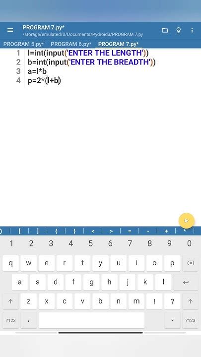Program To Input Length And Breadth Of A Rectangle And Tell Its Area And Perimeterpythonprogramming