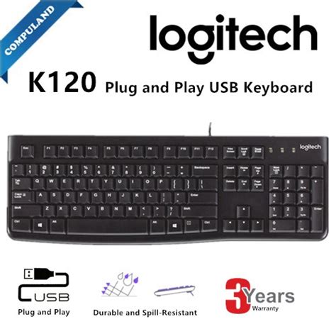 Logitech K120 Usb Plug And Play Keyboard Durable And Spill Resistant