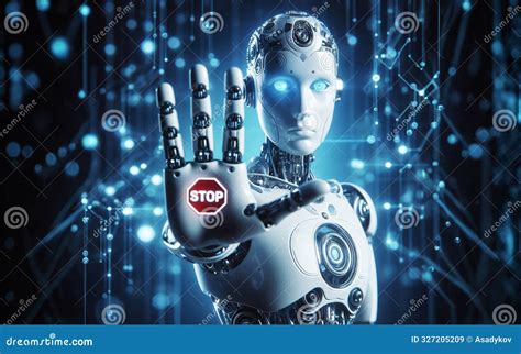 Ai Robot Artificial Intelligence Stop Halt Prohibition Warning Hand