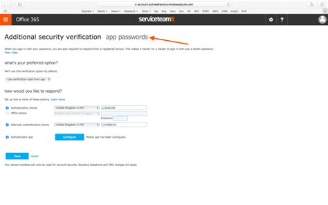 Office 365 App Password With Mfa Howto 1 Of 2 Serviceteam It