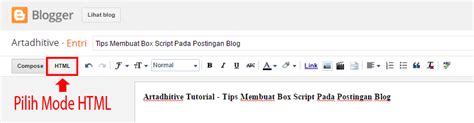 Cara Membuat Box Script Untuk Code Pada Postingan Blog Artadhitive Daily Art Creator