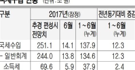 상반기 국세수입 작년보다 12兆 급증 5兆는 법인세