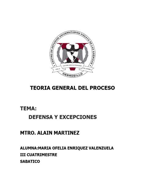 Derecho A La Defensa Y Excepciones Descargar Gratis Pdf Demanda