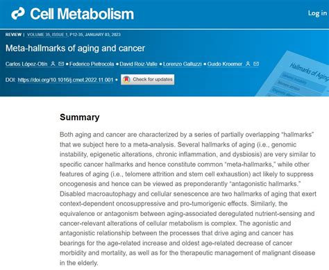 🥼agingdoc1⭐md Phd 🔔 On Twitter Meta Hallmarks Of Aging And Cancer