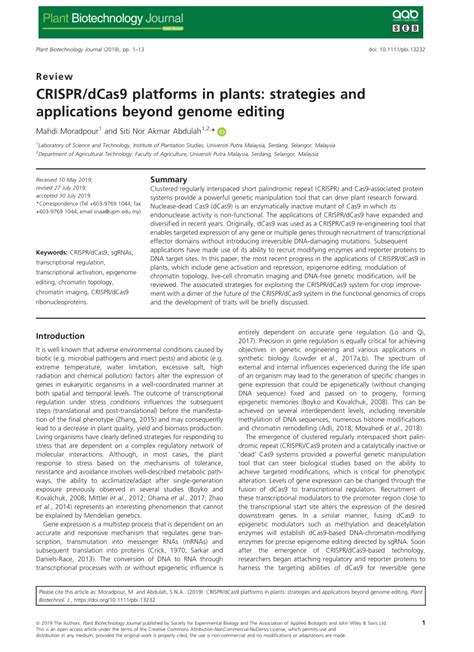 Pdf Crispr Dcas9 Platforms In Plants Strategies And Applications