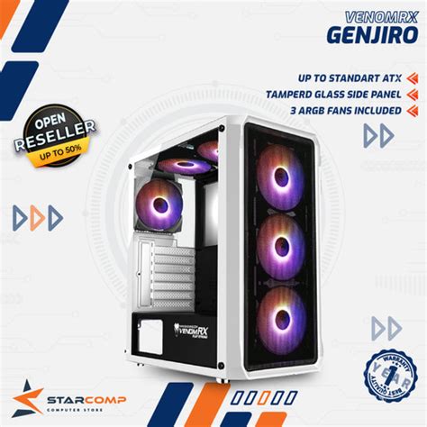 Jual VenomRX GENJIRO Tempered Glass ATX Venom RX Gaming Case Fan Argb Kab Sleman StarComp