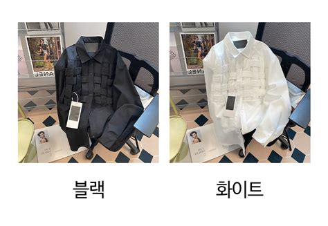 유니크 격자 패턴 카라 셔츠