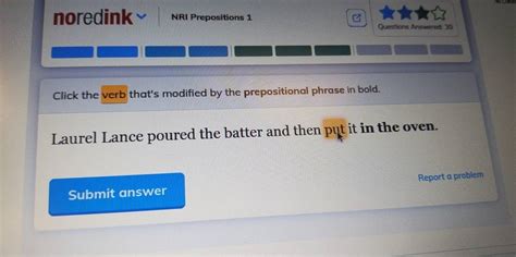 Solved Noredink Nri Prepositions 1 Questions Answered 30 Click The