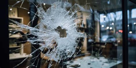 Shattered Storefront Window Concept Of Fragmented Perspective Stock