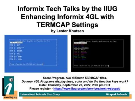 Replay Informix Techtalk Enhancing Informix Gl With Termcap Settings