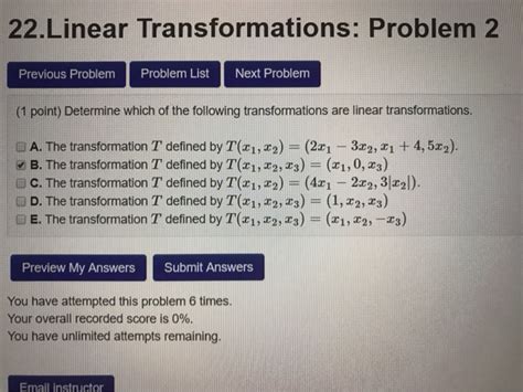 Solved 22 Linear Transformations Problem 2 Previous Problem