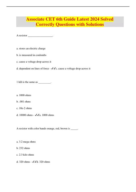 Associate Cet 6th Guide Latest 2024 Solved Correctly Questions With Solutions Associate Cet