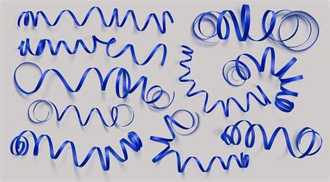 회색 배경에 현실적인 어두운 파란색 리본 세트 벡터 일러스트입니다 인사말 카드 휴일 배너 선물 등을 위해 사용할 수 있습니다