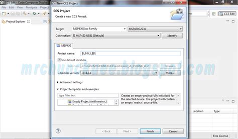 Msp Exp G Launchpad Ccs Crear Un Nuevo Proyecto En Code Composer