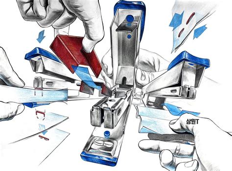 국민대 정시 기초조형 연구작 손 스테이플러 스테이플러 손 종이