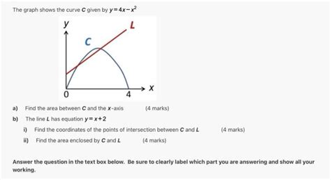 Solved The Graph Shows The Curve C Given By Y4x−x2 A Find