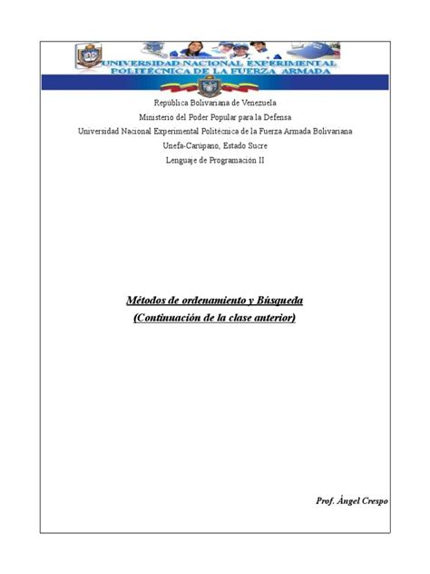 Métodos De Ordenamiento Y Búsqueda En C Pdf Algoritmos Y Estructuras De Datos Informática
