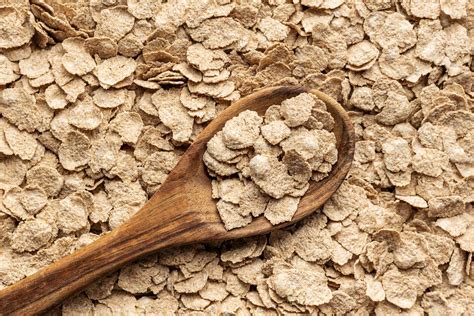 Whole Grain Cereal Flakes Wholegrain Breakfast Cereals In Wooden Spoon Stock Image Colourbox