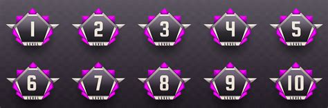 게임 Ui 디자인을 위한 블랙 실버 마젠타 컬러를 테마로 한 게임 레벨 업 배지 3차원 형태에 대한 스톡 벡터 아트 및 기타 이미지 3차원 형태 Brand Name