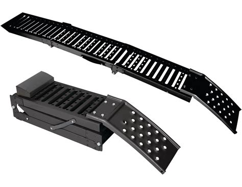 Multi Use Steel Foldable Arched Loading Ramps Pair Non Slip Base 79 X