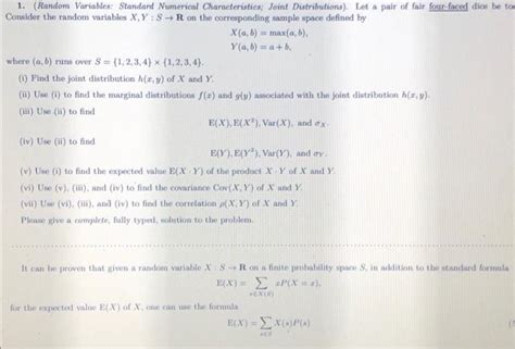 Solved 1 Random Variables Standard Numerical