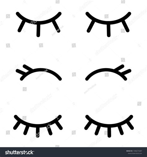 Set Cartoon Closed Eyes Icons Stock Vector Royalty Free 1398273287