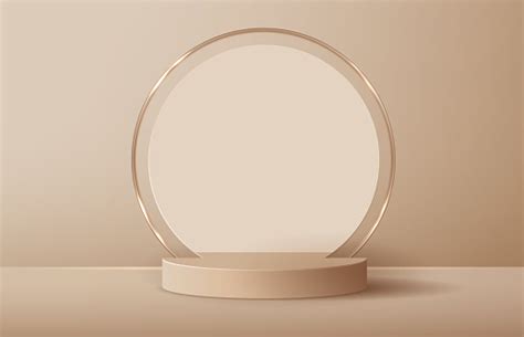 화장품 밝은 갈색 배경과 제품 프리젠 테이션 브랜딩 및 포장 프리젠 테이션을위한 프리미엄 연단 디스플레이 배경의 그림자 스튜디오 무대 벡터 일러스트 디자인 0명에 대한 스톡