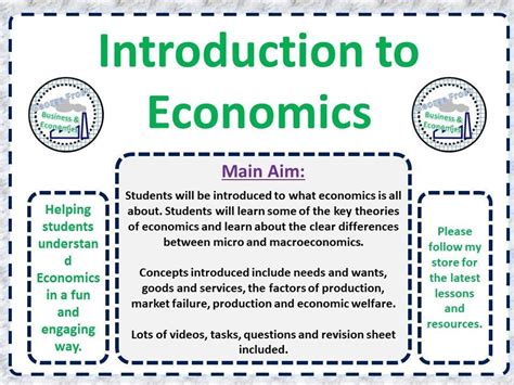 Introduction To Economics Lesson Teacher Resource PPT Perfect For GCSE A Level Etsy