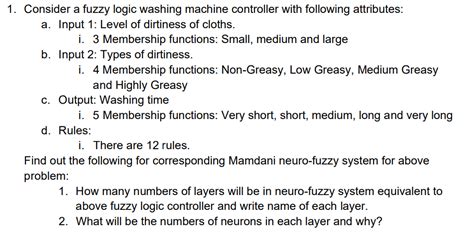 Solved Consider A Fuzzy Logic Washing Machine Controller Chegg