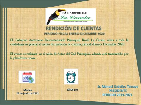 Invitación Rendición De Cuentas 2020 Gobierno Autónomo