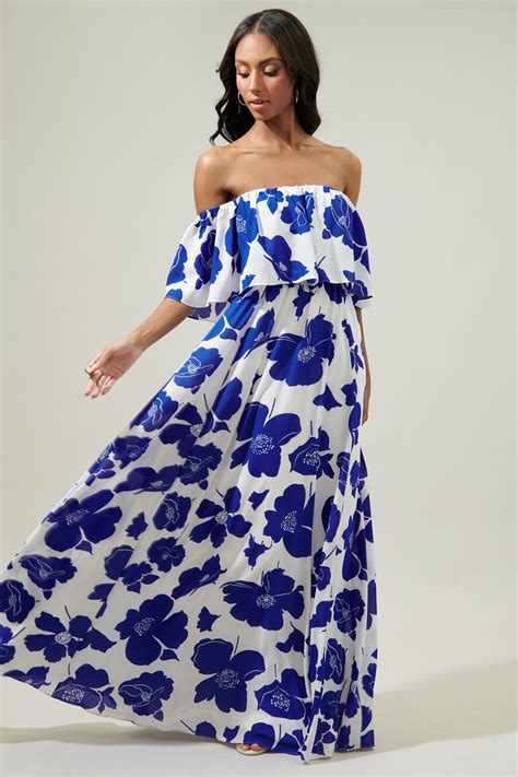 Lupine Floral Enamored Off The Shoulder Ruffle Dress Sugarlips