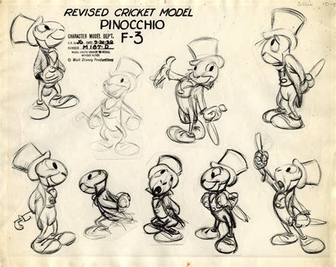 Pinocchio Original Production Model Sheet Jiminy Cricket Choice Fine