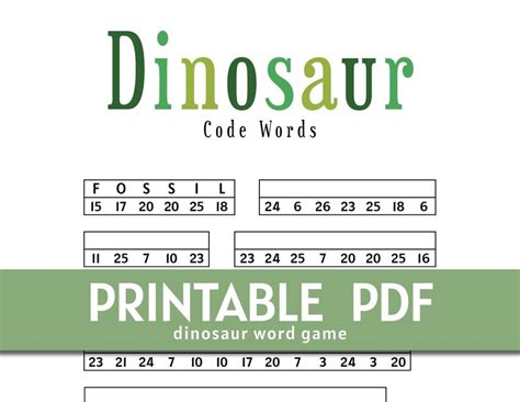 Dinosaur Word Game Printable Etsy