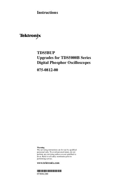 Tektronix Tds5bup Upgrade Field Install Instructions