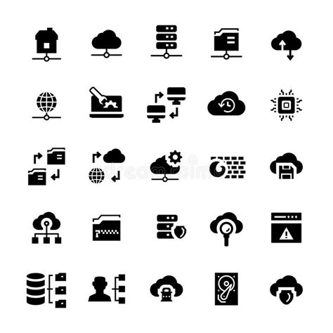 Network Hosting Icon Set In Flat Style Stock Vector Illustration Of Control Security 185163557