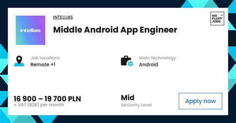 Middle Android App Engineer Job Mobile Intellias Kraków No