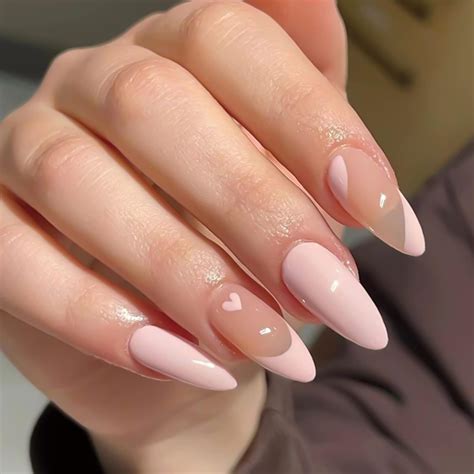 Yosomk Light Pink Press On Nails Medium Almond Fake Nails