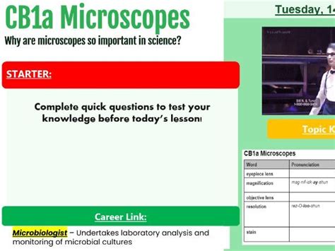 Edexcel Gcse 9 1 Biology Cb1a Microscopes Teaching Resources