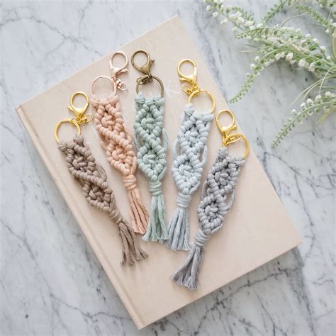 Macramé Keychain Macrame Key Ring Boho Keychain Etsy