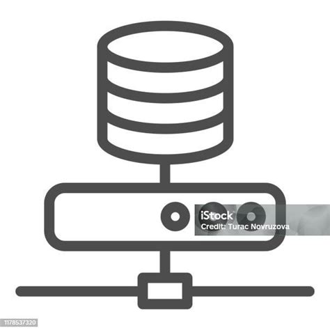 데이터 저장 라인 아이콘입니다 컴퓨터 서버 벡터 그림 흰색에 격리 데이터베이스 개요 스타일 디자인 웹 및 응용 프로그램을 위해 설계 Eps 10 10에 대한 스톡 벡터 아트