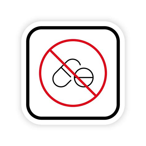 Pill Medicine Drug Ban Black Line Icon Medication Narcotic Forbidden