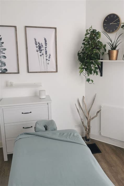 White Massage Room Greenery Metal Wood Massage Room Design Massage